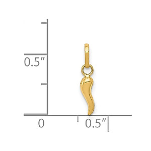 Diamond2Deal 14k Yellow Gold Italian Horn Pendant Fine Jewelry for Women (L- 12 mm, W- 3 mm)