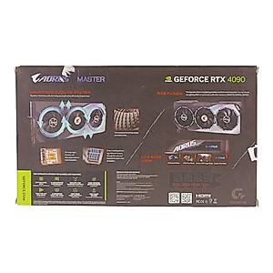 Gigabyte GeForce RTX 4090 AORUS Master 24GB Graphics Card - 24GB GDDR6X, 384bits, LCD Edge View, RGB Fusion, Core 2550Mhz, Metal Back Plate, DP 1.4, HDMI 2.1a, NVIDIA DLSS 3, GV-N4090AORUS M-24GD