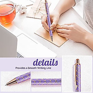 Airevesket 9Pcs Purple Pens Set, Ballpoint Pens Set, Metal Crystal Diamond Pen, Black Ink Ballpoint Cute Pens Set, Purple Gifts for Women Girls Office Wedding Supplies (Purple)