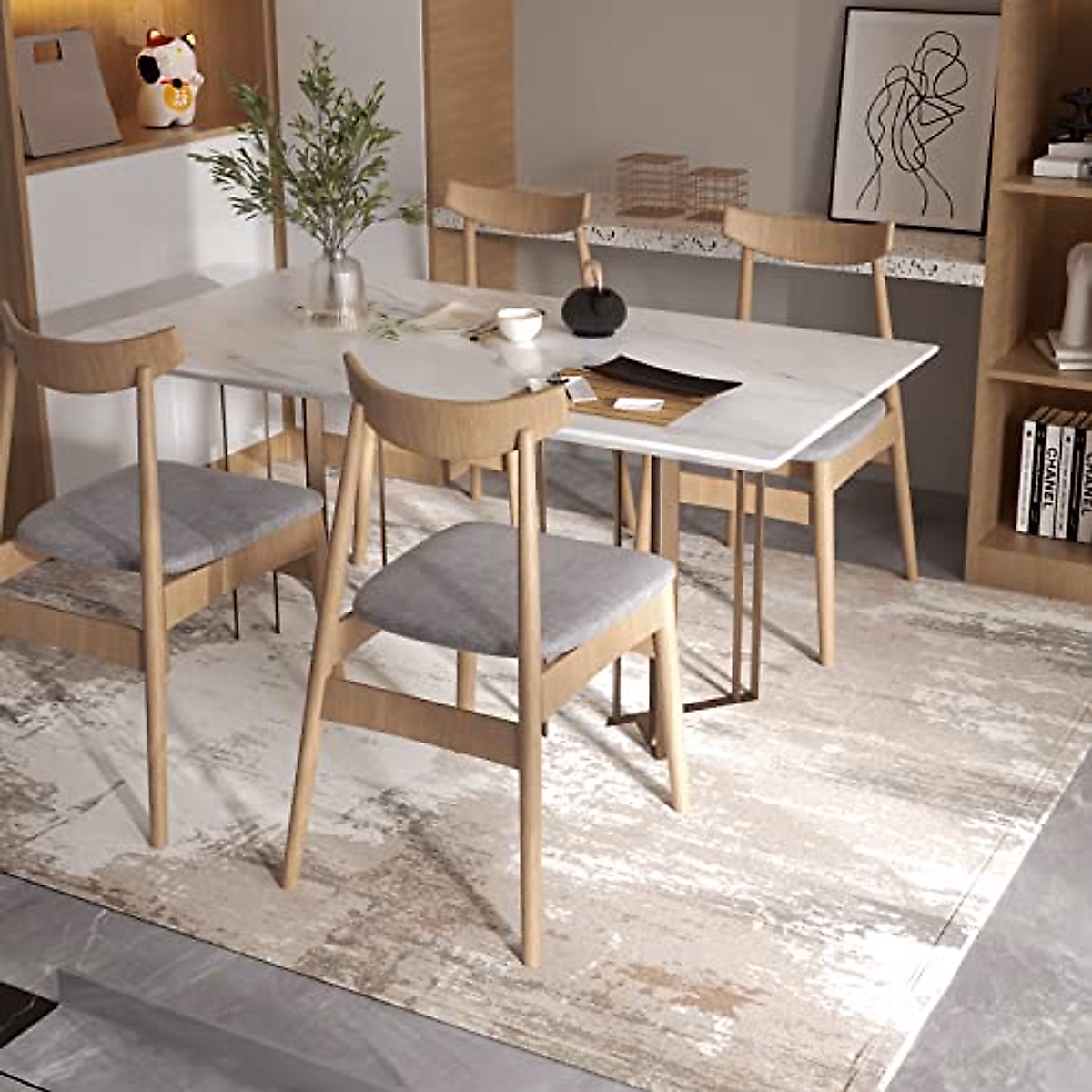 OIGAE Machine Washable Rug 9'x12', Ultra-Thin Foldable Abstract Modern Area Rug, Stain Resistant Anti Slip Backing Rugs for Living Room&Bedroom&Dining Room, Brown