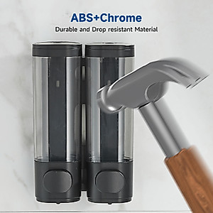 Shampoo and Conditioner Dispenser,Unisense Shower Soap Dispenser 2 Chamber No Drill Wall-Mounted Shampoo Dispenser for Shower Wall Mounted Shower Dispenser for Bathroom Hotel Large Capacity,Black