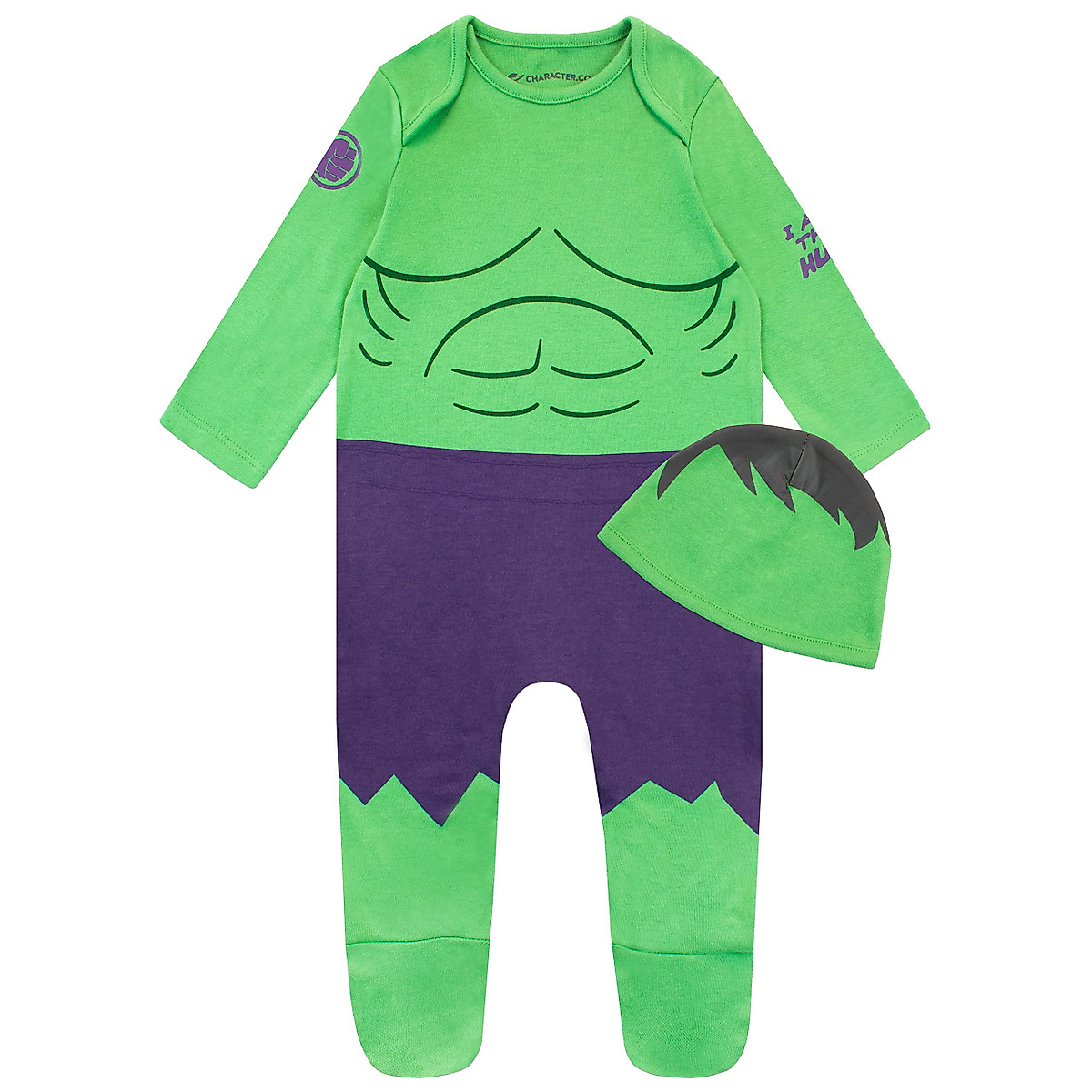 Marvel Baby Boys Avengers The Incredible Hulk Sleepsuit and Hat Set Green 3-6 M