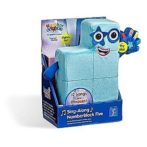 hand2mind Sing-Along Numberblock Five, Plush Singing Toys, Music Playing Stuffed Animals, Musical and Light Up Toys, Plush Interactive Toy Figures, Cartoon Plush Toys, Imaginative Play Toys