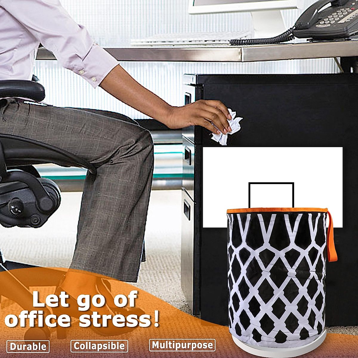 Trash Can Basketball Hoop, Collapsible Wastebasket Hoop, Basketball Trash Can for Home, Office, Kitchen, Room, Party, Gym, Outdoor