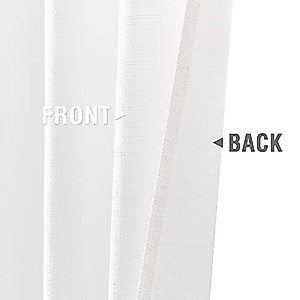 jinchan White Linen Textured Curtains 84 Inch Long 2 Panels for Living Room Grommet Top Light Filtering Window Drapes for Bedroom
