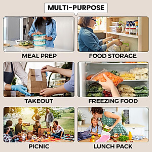 Klex Meal Prep Containers with Airtight Lids, BPA Free, Reusable Plastic Food Container, 16 oz, Rectangular, Black/Clear, 50 Sets