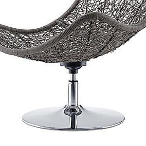 Modway Brighton Outdoor Patio Wicker Rattan Swivel Lounge Chair in Light Gray Navy