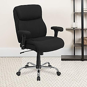 Flash Furniture HERCULES Series Big & Tall 400 lb. Rated Black Fabric Ergonomic Task Office Chair with Line Stitching and Adjustable Arms