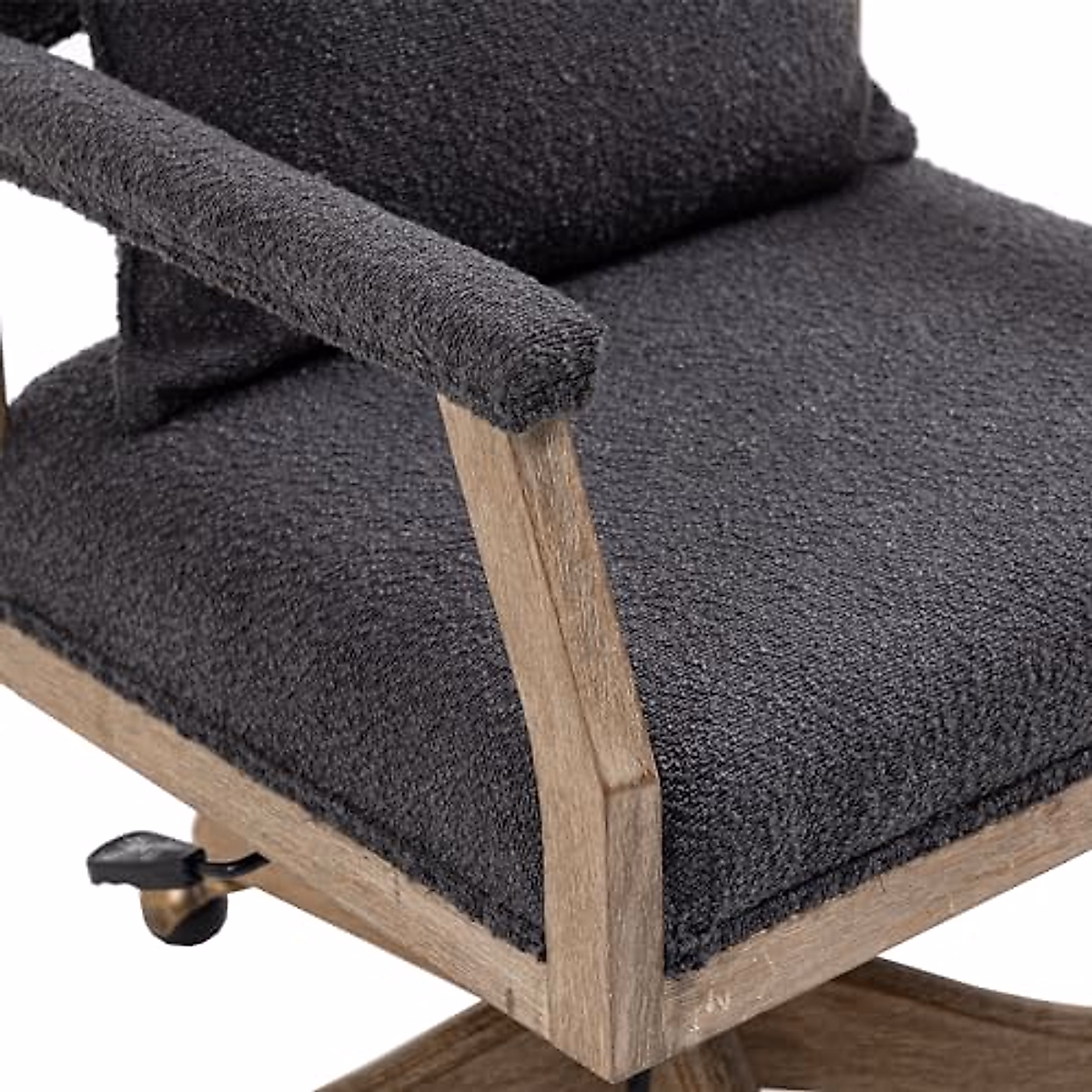 LuxyHoom Home Office Chair, Computer Desk Chair with Arms, Pillow, Teddy Fabric Gaming Chair for Desk, Comfy Wide Desk Chair with Wheels for Home Office, Bedroom,Study Room, Reading Room, Black