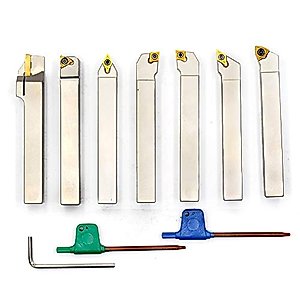 OSCARBIDE Nickel Plated 1/2"Shank Indexable Lathe Turning Holder 7 Pieces/Set,Heavy-Duty CNC Metal Lathe Cutting Tools for Turning Grooving Threading Parting Cut Off Holders Set