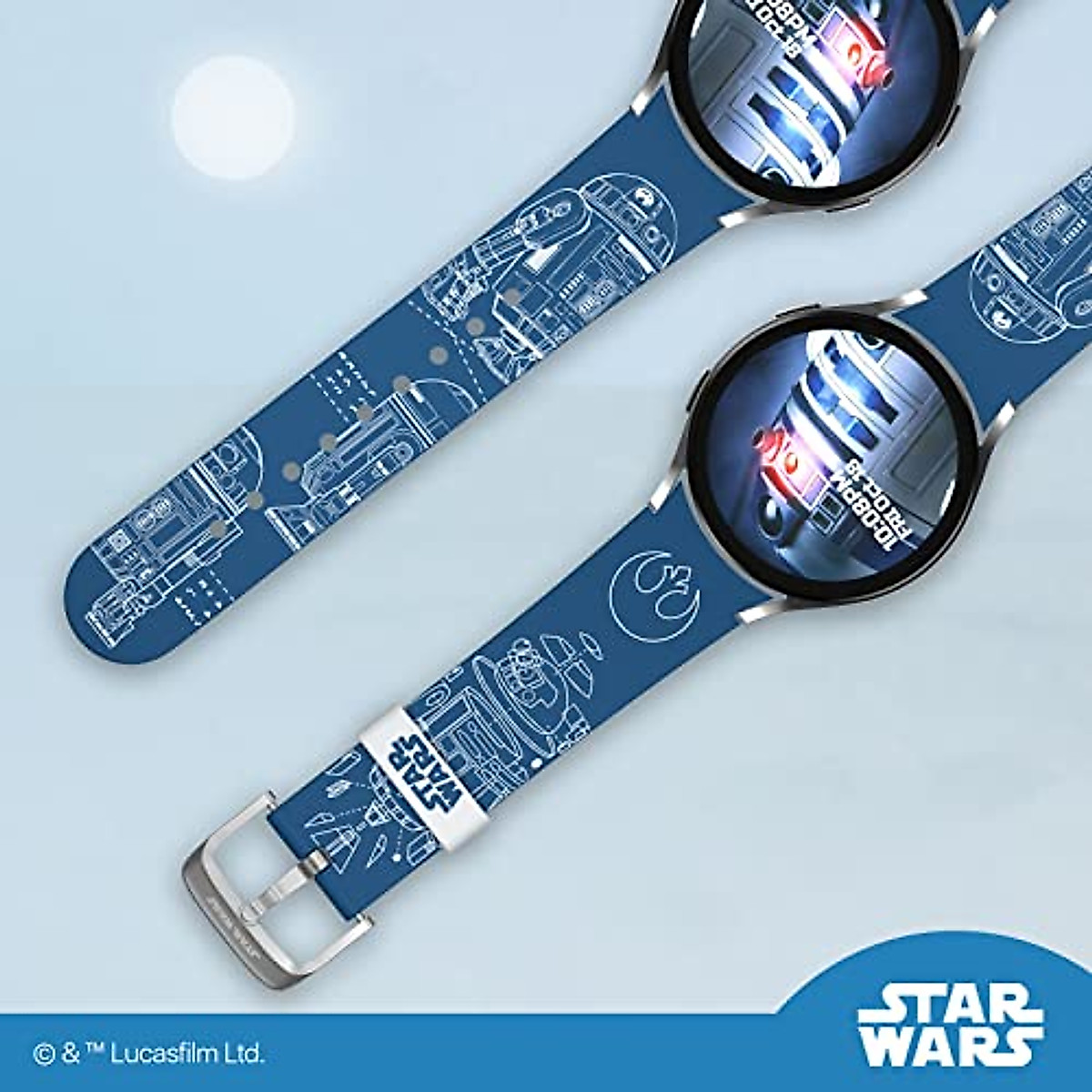 Star Wars - R2-D2 Droid Blueprints Smartwatch Band – Officially Licensed, Compatible with Samsung Watch (watch not included) - 20mm
