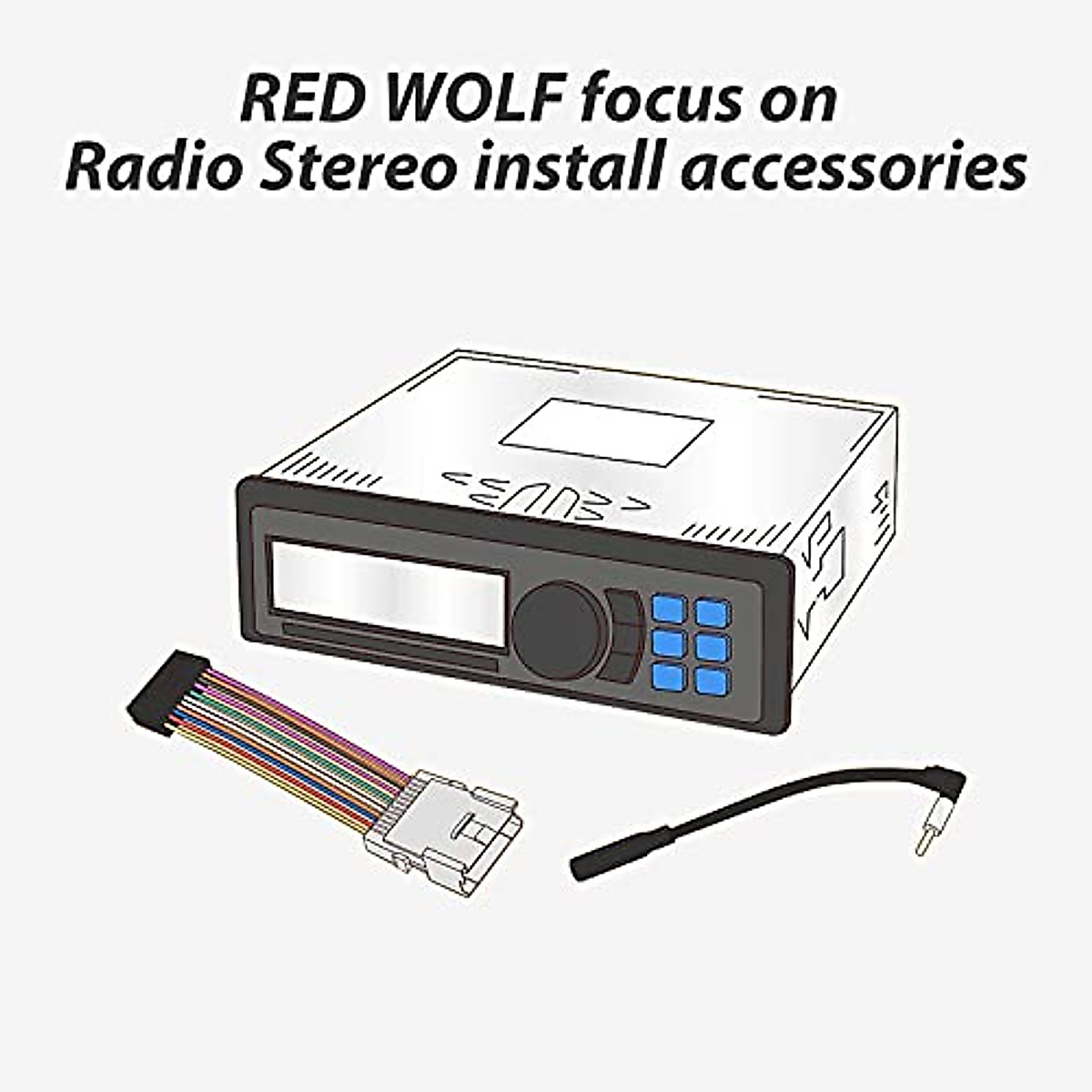 RED WOLF Car Stereo Wiring Harness Antenna Adapter Plug Compatible with Dodge Ram 2013-2020, Jeep 2014-2020, Chrysler 2015-2020 Aftermarket Stereo Nav Cable Connector No Factory Premium Amp