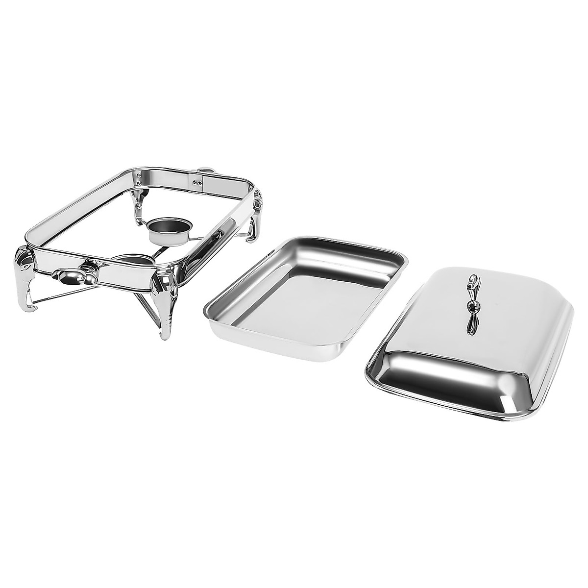 Chafing Dish Buffet Set Stainless Steel Chafing Servers with Handle and Lid Rectangular Food Warmer for Catering Event Birthday Party Buffet Food Warming Trays with Fuel Holder 2.9L, Silver