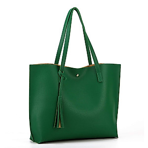 Nodykka Women Tote Bags Top Handle Satchel Handbags PU Faux Leather Tassel Shoulder Purse