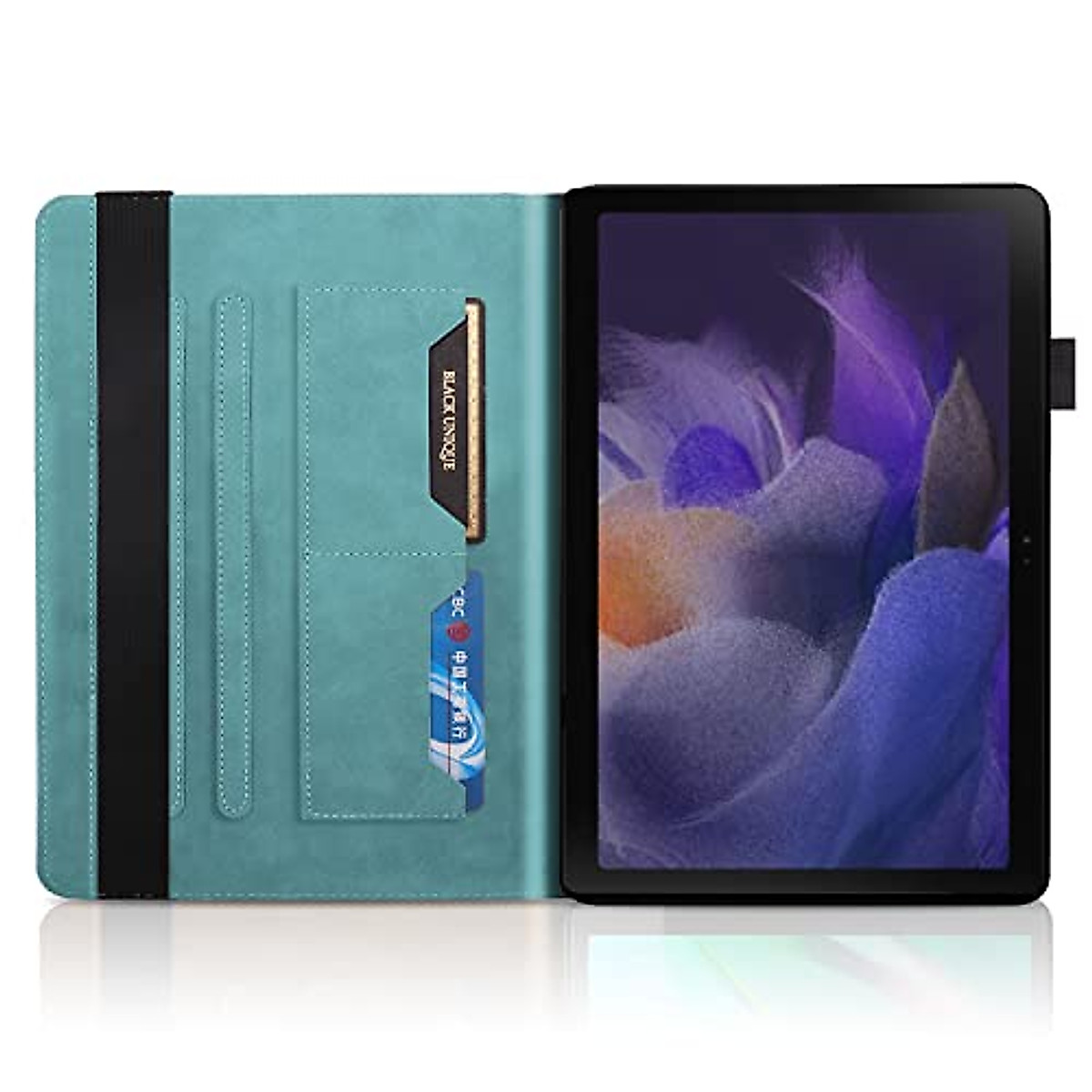 Case for Samsung Galaxy Tab A8 10.5'' 2022 Case SM-X200/X205 PU Leather Cover Lightweight Flip Stand Shell with Elastic Band & Card Holder for Galaxy Tab A8 10.5 inch Tablet,Turquoise