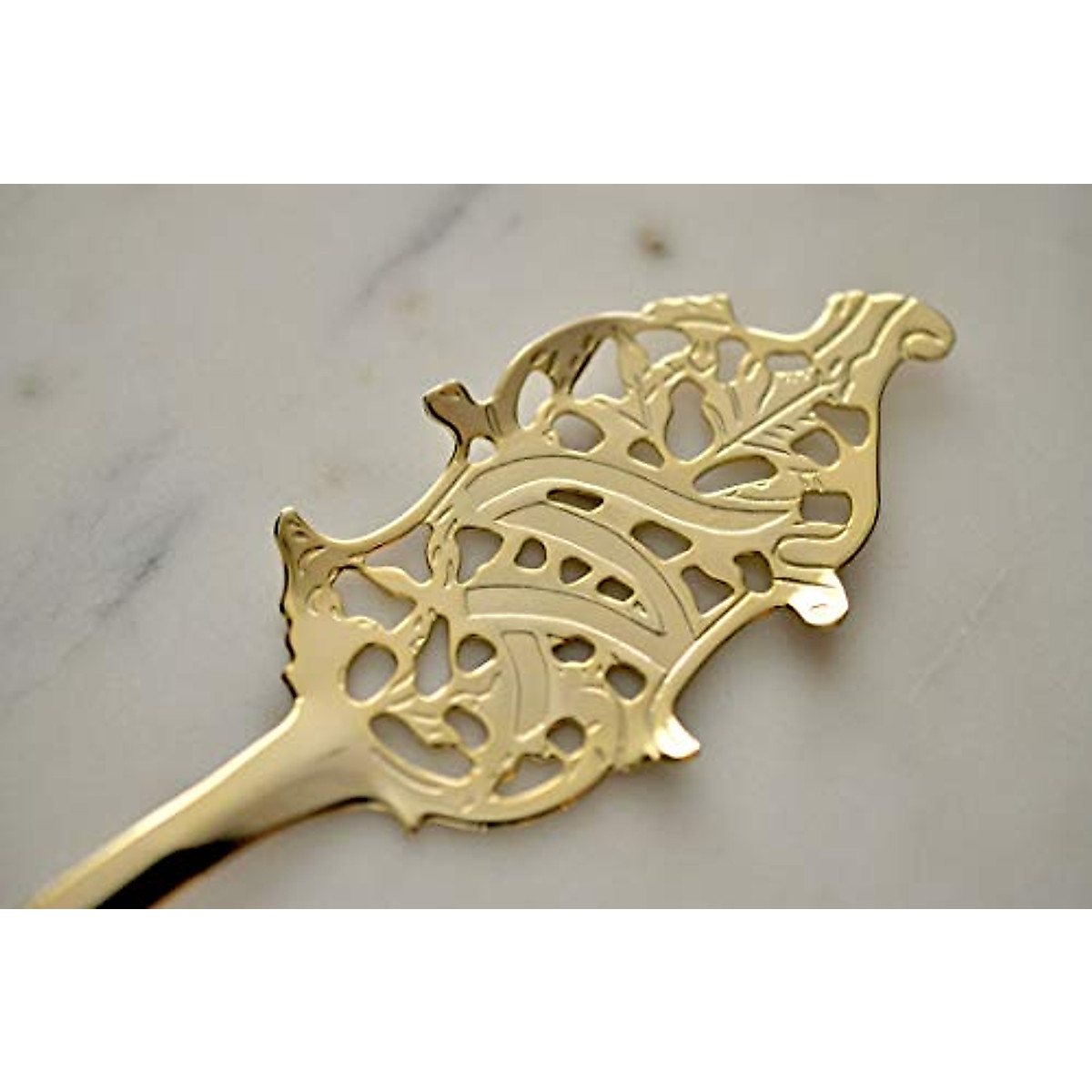 Wormwood Leaf Absinthe Spoon, Gold-Plated and 10 Sugar Cubes (5 packets) by Bonnecaze