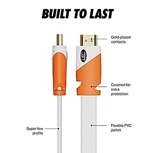 Flat HDMI Cable 20 ft - High Speed HDMI Cord - Supports, 4K Video at 60 Hz, 3D, 2160p - HDMI Latest Standard - CL3 Rated - 20 Feet