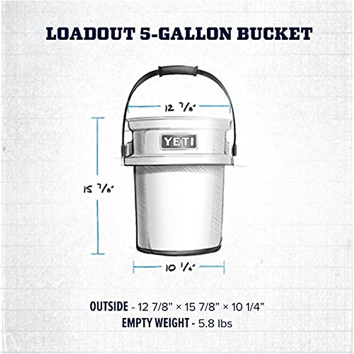 YETI Loadout 5-Gallon Bucket, Impact Resistant Fishing/Utility Bucket, Charcoal