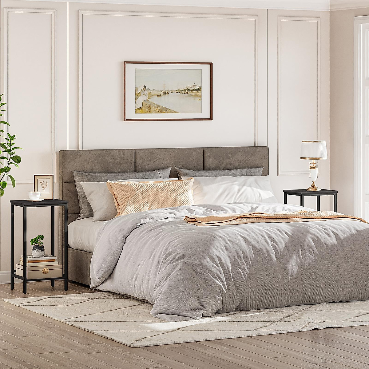 HOOBRO Tall Side Table, Industrial End Telephone Table with Adjustable Mesh Shelves, Small Entryway Table, 28.9" H Small Table for Hallway, Living Room, Office, Black BB03DH01