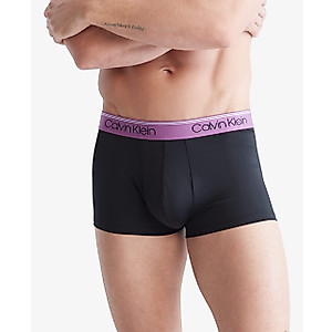 Calvin Klein Men's Micro Stretch 3-Pack Low Rise Trunk, Black Bodies W/AMEYTHYST, Silver Birch, Midnight, Large