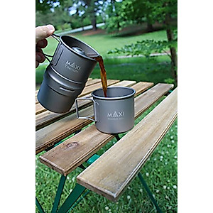 Maxi Coffee Maker, Titanium Moka Pot, 5oz each brew, backpacking friendly
