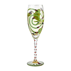 Enesco Designs by Lolita Ladybugs Hand-Painted Artisan Prosecco Glass Champagne Flute, 8 Ounce, Multicolor