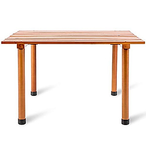COSTWAY Wood Picnic Folding Roll Up Outdoor Camping Beach Dining Use Low Portable Table with Carrying Bag