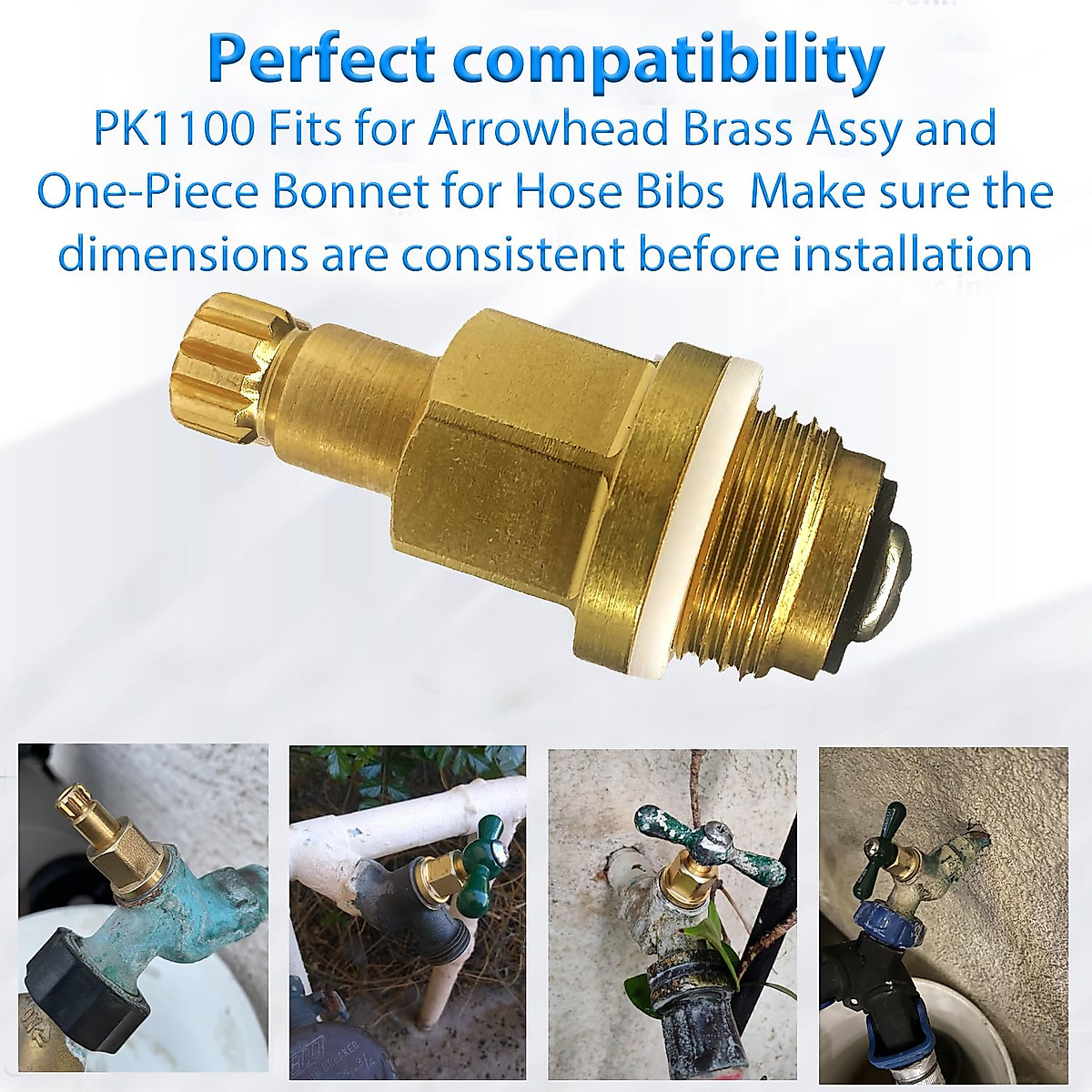 Tfuehn Bonnet PK1100 Brass Globe Valve Faucet Stem Assy for Arrowhead Hose Bibs, Boiler Drains & Sill Faucets