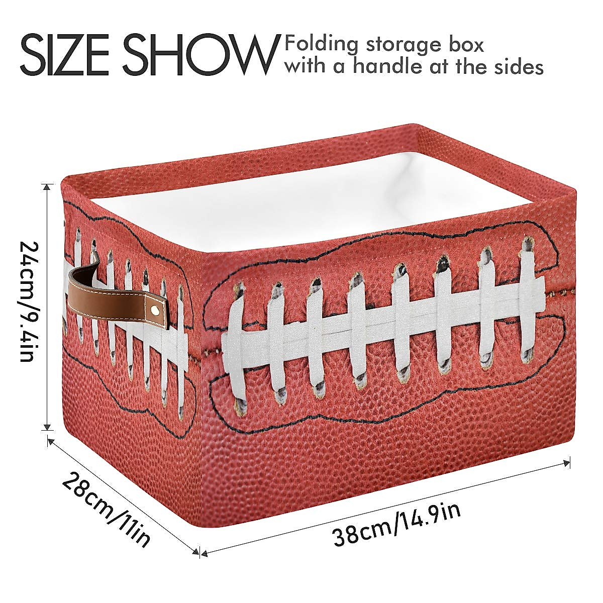 Storage Basket Cube American Football Laces Large Collapsible Toys Storage Box Bin Laundry Organizer for Closet Shelf Nursery Kids Bedroom,15x11x9.5 in,2 Pack