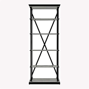BOWERY HILL Industrial Metal 33-Inch Bookcase in Antique Gray