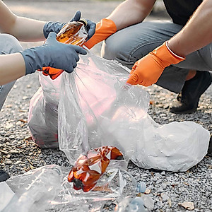 55 Gallon Clear Trash Bags, (50 Bags w/Ties) Large Clear Plastic Recycling Garbage Bags