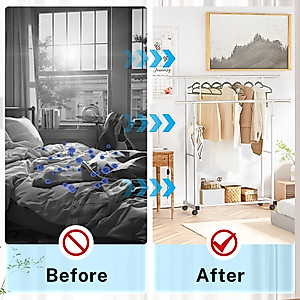 VICERII Double Clothing Rack, 55.51 Inch Garment Rack with Wheels and Bottom Shelf, 130LB Capacity Heavy Duty Rolling Clothes Racks for Hanging Clothes, Coats, Shirts, Sweaters, Skirts, White