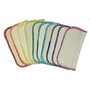 1 Ply Organic Birdseye Washable Baby Wipes 8x8 Inches Set of 20 Rainbow Assortment