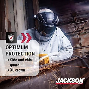 Jackson Safety QUAD500 Face Shield with Shade 5 IR Welding Visor, Ratcheting, Clear Tint, Anti-Fog Coating, Black, 14230
