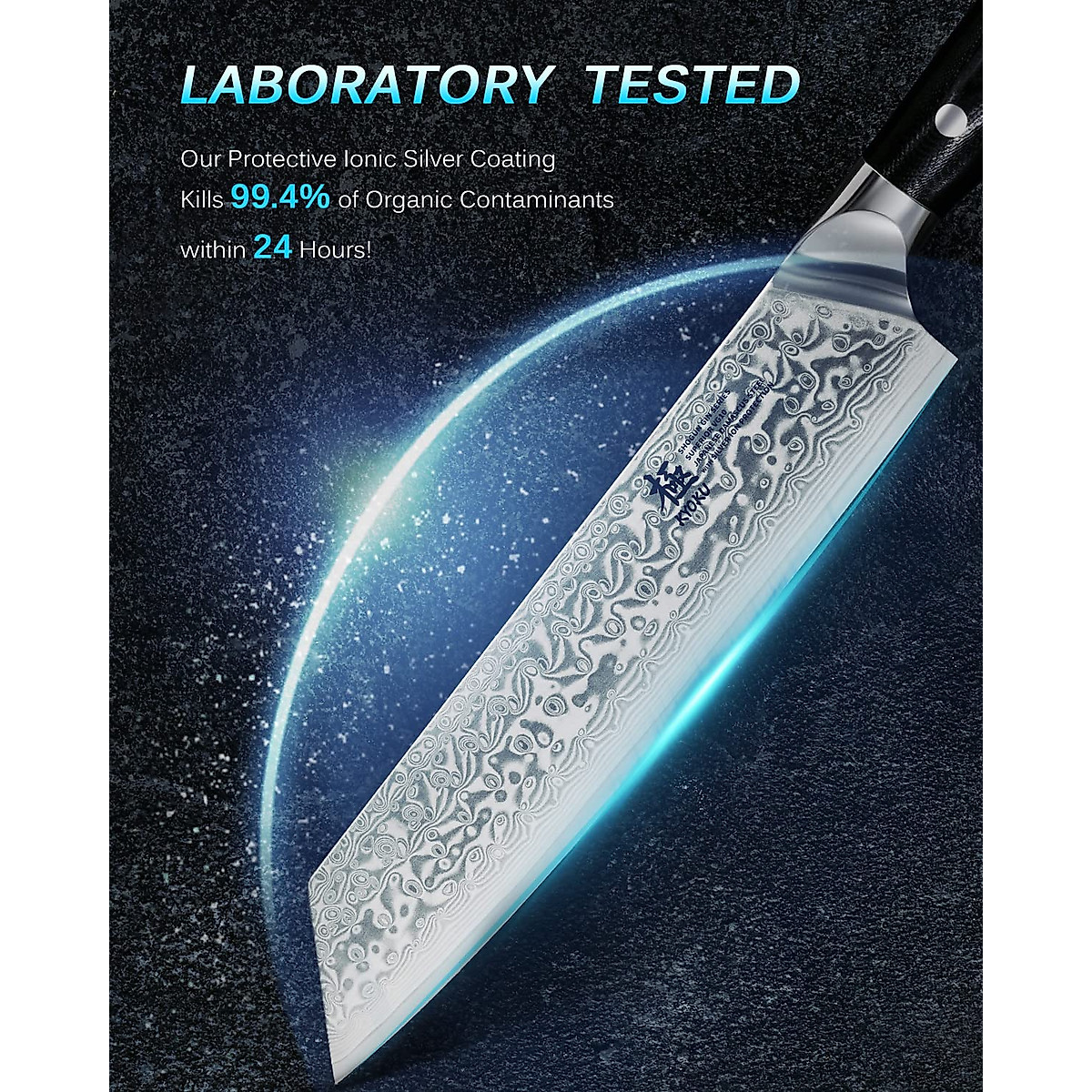 KYOKU Kiritsuke Chef Knife - Gin Series - 8.5" Multipurpose Professional Chef Knife, Japanese VG10 Damascus Stainless Steel Kitchen Knife with Silver Ion Blade G10 Handle Mosaic Pin