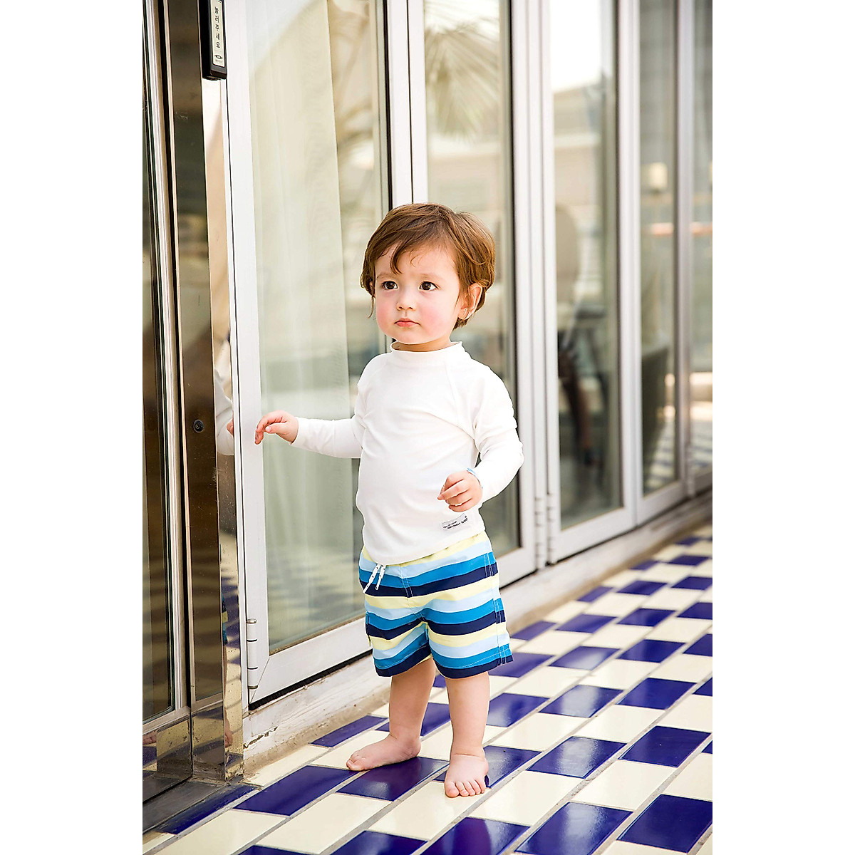 VAENAIT BABY Infant Kids Sun Protection Rashguard Long Sleeve Swim Shirt L.Oasis White L