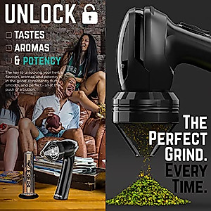 Mamba V2-55 Electric Herb Grinder, USB Rechargeable Automatic Grinder Fast Mill with Aluminum Alloy Head, includes Herb and Spices Holding System (Black)