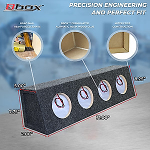 Atrend Bbox Pro Audio Tuned 4 Way 6.5 Wedge Shape Car Speaker Boxes & Enclosures-Speaker Box for Great Sound Quality for Home & Vehicle-Push and Insert Speaker Terminals - Four way 6.5 Speaker Boxes