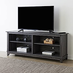 ROCKPOINT 58inch TV Stand Media Console for TV’s up to 65 Inches, Home Living Room Storage Console, Entertainment Center with 4 Open Storage Shelves, Modern TV Console Table (Charcoal)