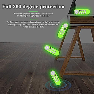 [4Pcs]Protective Case Compatible for Chromecast with Google TV Remote Control, Alquar Shockproof Silicone Skin for Google TV 2020 Voice Remote, Anti-Lost with Loop (red+dark blue+glow blue+glow green)