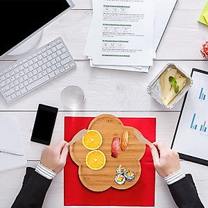 Hemoton Wood Serving Tray Flower Shaped Dessert Plate Food Tray Dinner Plate Serving Platter Appetizer Plates for Steak Fish Seafood Cooking Baking Yellow