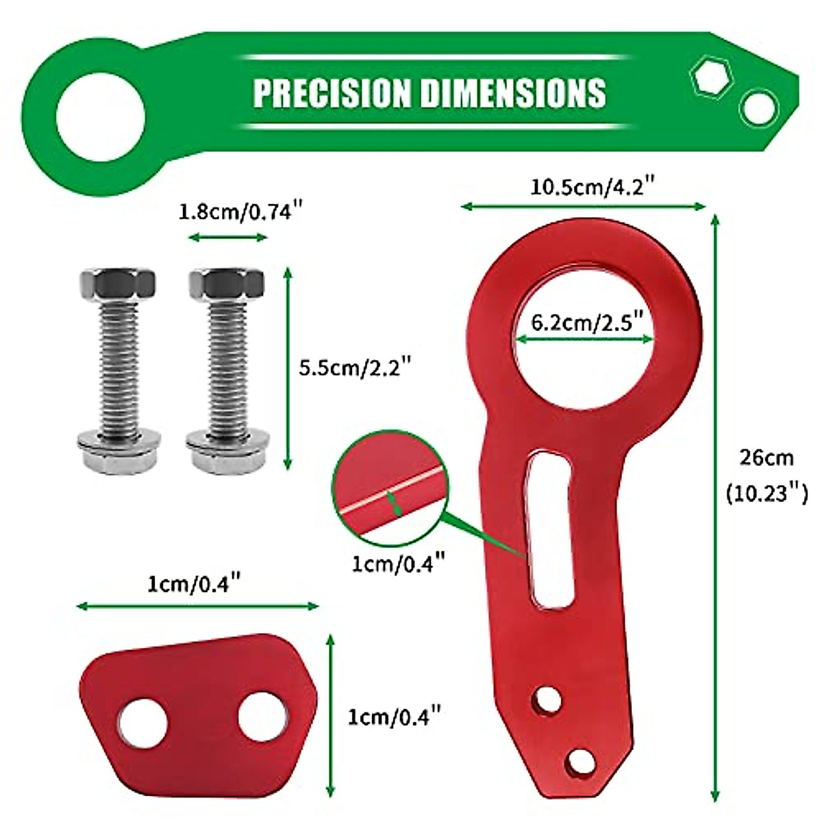 OTUAYAUTO Rear Tow Towing Hook - Universal Aluminum Car Towing Tool, Auto Trailer Ring, Racing Trailer Hook (Red)