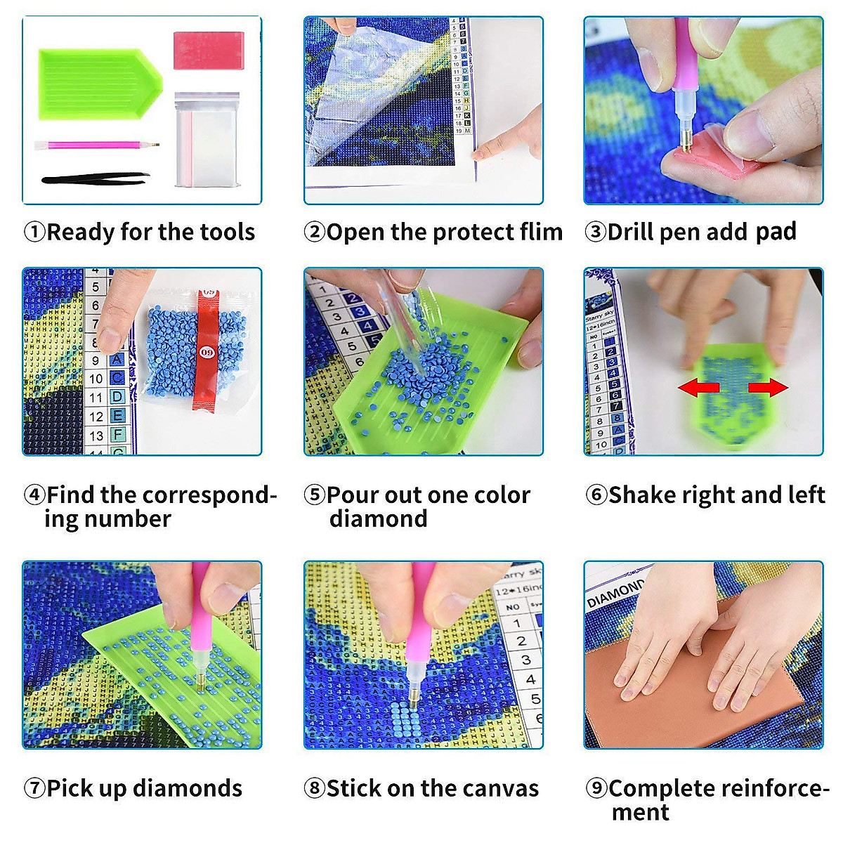 Full Drill 5D Diamond Painting 20X16 inch, OWAY Paint by Number Kits Starry Night Diamond Painting Kits for Home Wall Decor