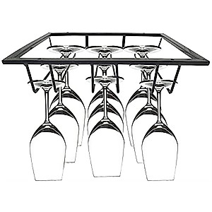 Wine Glass Shelf, Upside-down Home Goblet Iron Art Shelf, Wine Glass Hanging Storage Rack (3 Rows,Black)