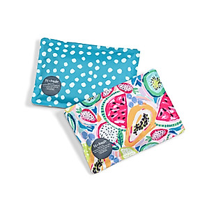 Cool Coolers by Fit & Fresh 2 Pack Soft Ice, Flexible Stretch Nylon Reusable Ice Packs for Lunch Boxes & Coolers, Fruit & Dot