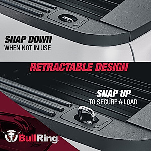 Bull Ring Retractable Truck Bed Tie Down Anchors for Ford F150 2015-24, Super Duty 2017-24, Raptor 2017-24 – Flush Fit, Easy Install, (4 Pack)