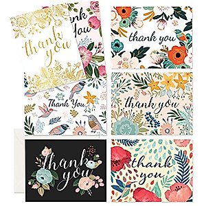 Polite Society Thank You Cards - 37 Beautiful Thank You Card - Blank Cards - White Envelopes Included - Bridal, Baby Showers and Business (37 Pack - Bonus 24K Gold Card)