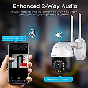 xmartO 2K Auto-Track Rotation Wireless Security Camera WiFi AC Powered, 2-Way Audio, Auto Flood Lights Color Night Vision, Auto Siren, IP66, SD Card, NVR and Cloud Storage (DT3034, Works with Alexa)