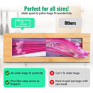 All Luxy Ziplock Bag Organizer - Bamboo Ziplock Bag Storage Organizer - Tidy Up Your Kitchen Drawers With The Sandwich Bag Holder