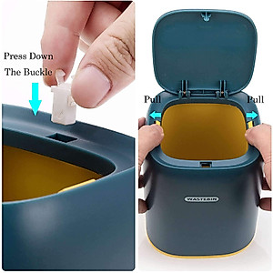 Originals 1.5L Mini Countertop Trash Can, Blue, Made of Eco-Friendly ABS+PP Material, BPA-Free, Easy to Clean and Wash, with Silicone Handle, Snap-On Design, Odor Control